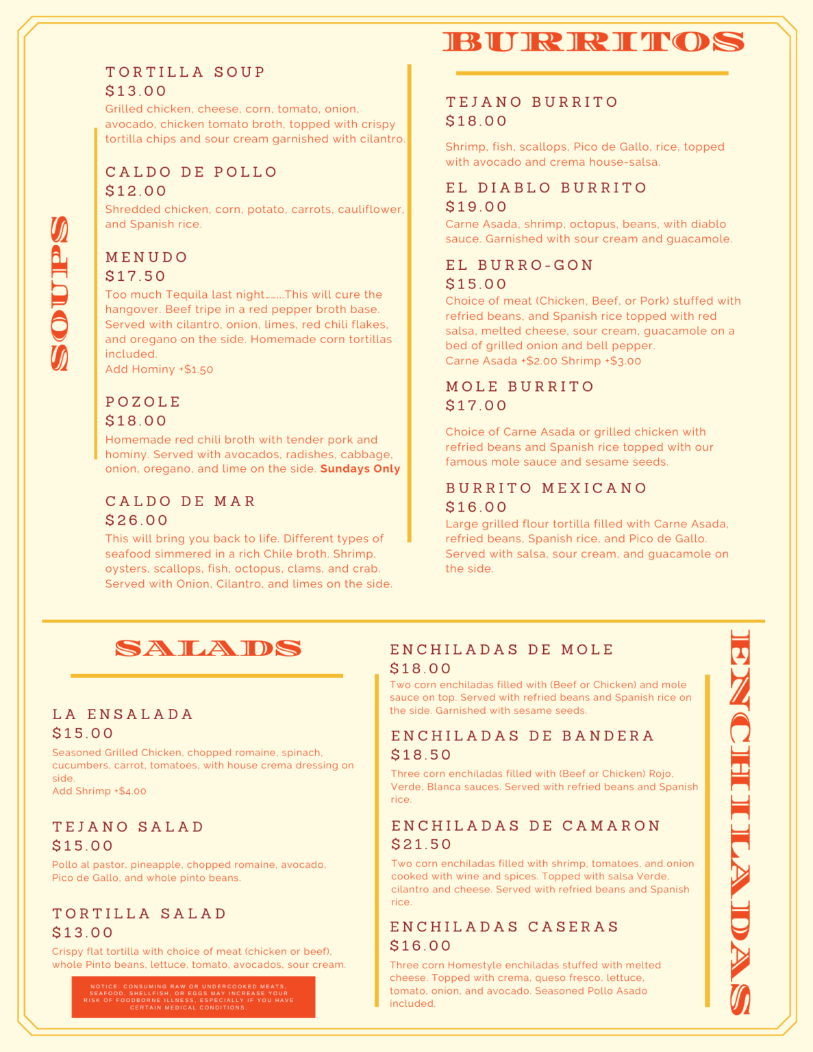Menu – El tejano