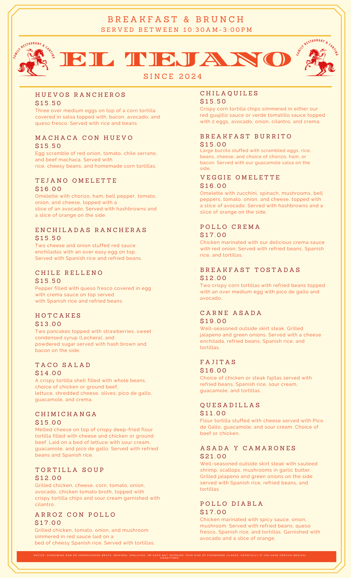 Menu – El tejano